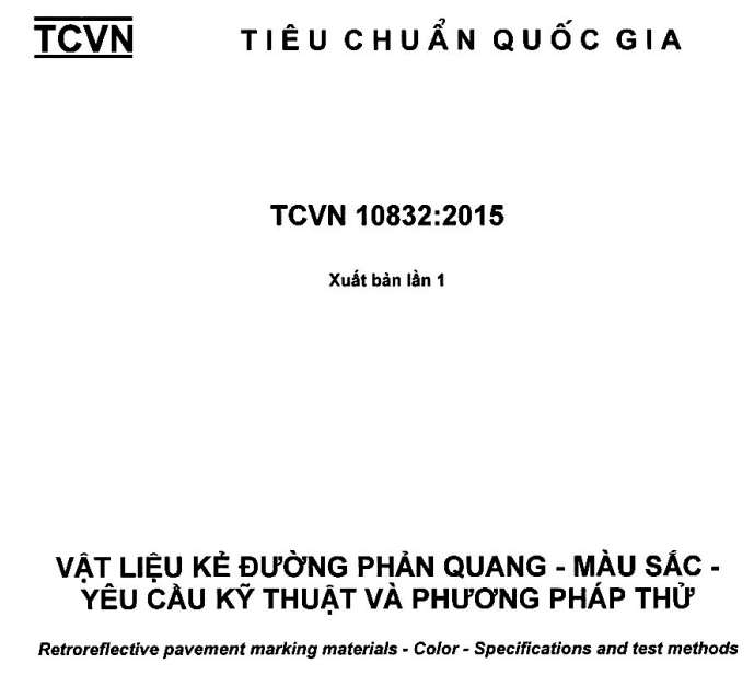 TCVN 10832:2015 - Tiêu Chuẩn Về Vật Liệu Kẻ đường Phản Quang